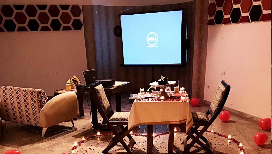 Private movie screening with dinner