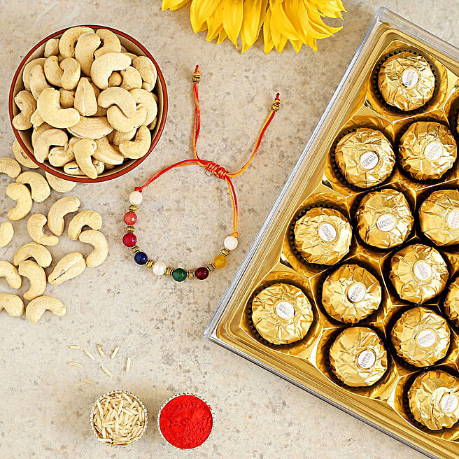 Navrattan Bracelet Rakhi And Cashew With Ferrero Rocher australia ...