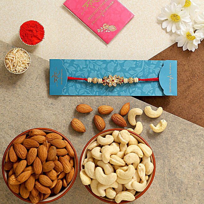 American Diamond Star Shaped Rakhi And Dry Fruits australia | Gift ...