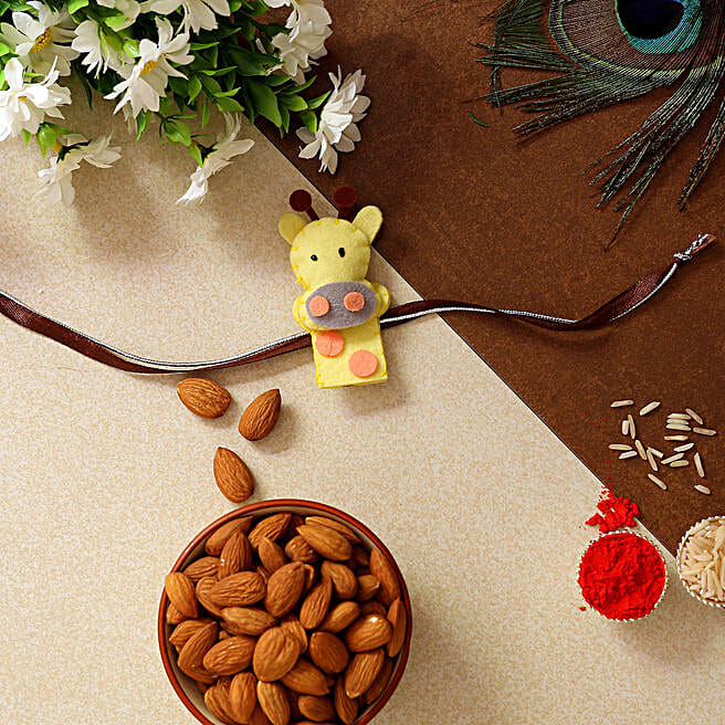 Cute Giraffe Shaped Kids Rakhi And Healthy Almonds australia | Gift ...