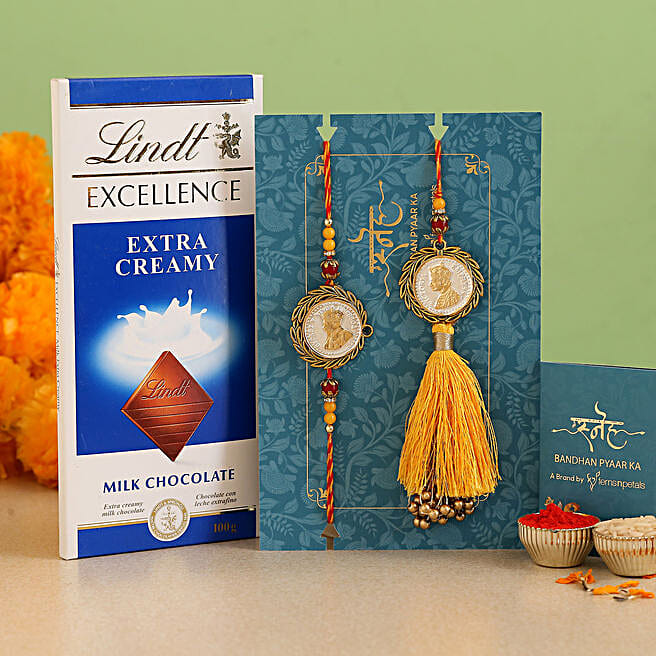 Silver Coin Premium Lumba Rakhi Set With Lindt australia | Gift Silver ...