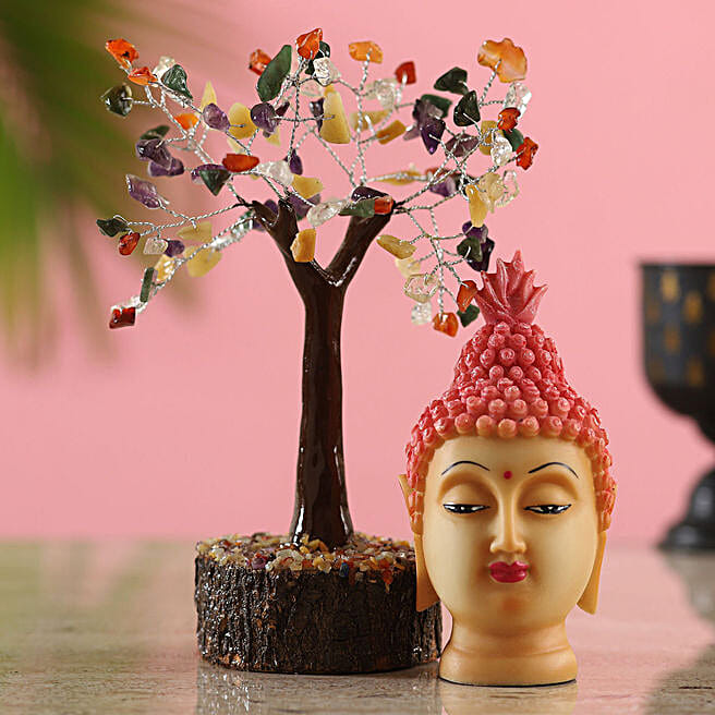 Colourful Gemstone Wish Tree And Buddha Idol bahrain | Gift Colourful ...