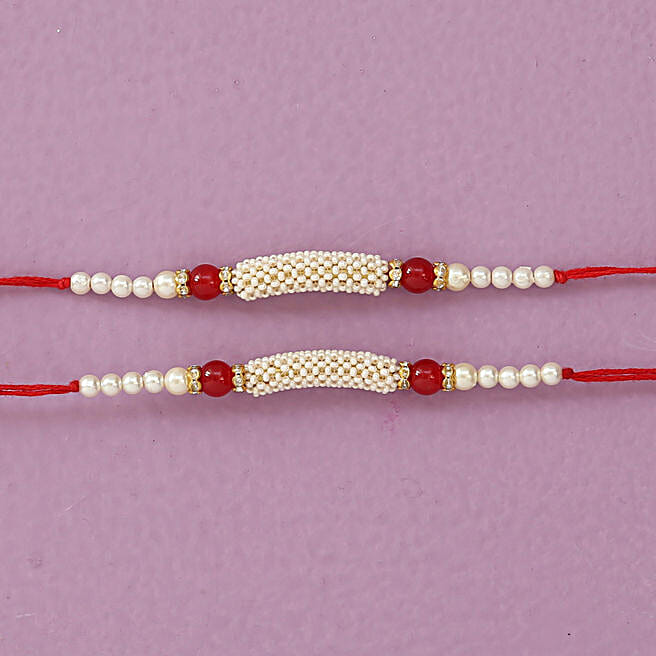 Royal Red And White Rakhi Set Of 2 canada | Gift Royal Red And White ...