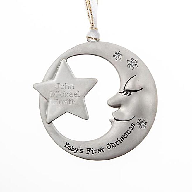 Babys 1St Christmas Moon And Star Ornament canada | Gift Babys 1St ...