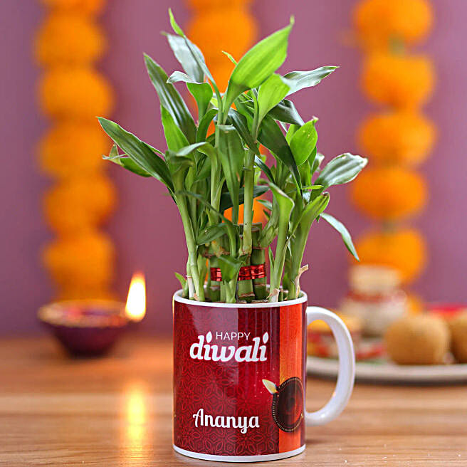 Personalised Diwali Wishes 2 Layer Bamboo Plant canada | Gift ...