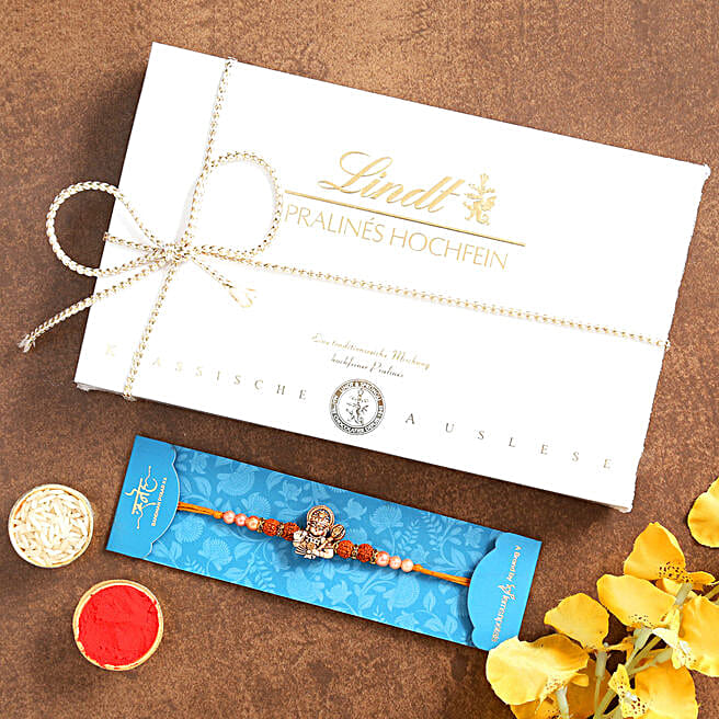 Hanuman Rudraksha Rakhi And Lindt Pralines denmark | Gift Hanuman ...