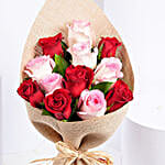 6 Pink 6 Red Roses Warmth Bouquet egypt | Gift 6 Pink 6 Red Roses ...