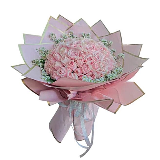 Soft Pink Roses Bouquet indonesia | Gift Soft Pink Roses Bouquet- FNP