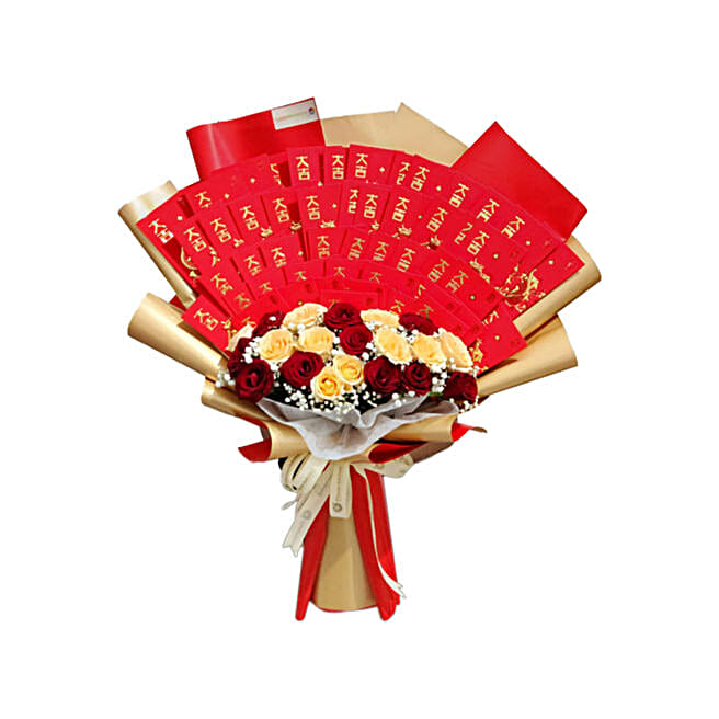 Angpao Bouquet With Fresh Roses indonesia | Gift Angpao Bouquet With ...