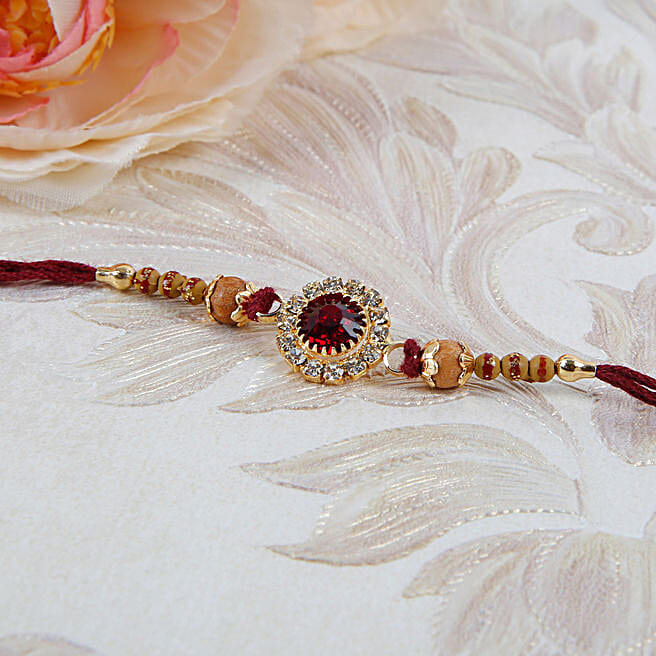 Maroon Ruby Diamond Rakhi italy | Gift Maroon Ruby Diamond Rakhi- FNP