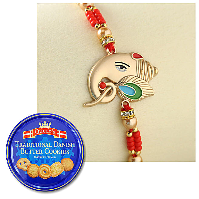 Beautiful Ganesha Rakhi With Cookies italy | Gift Beautiful Ganesha ...