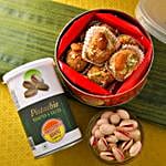 White Beads Pearl Rakhi With Badam Pinni And Roasted Pistachio italy ...