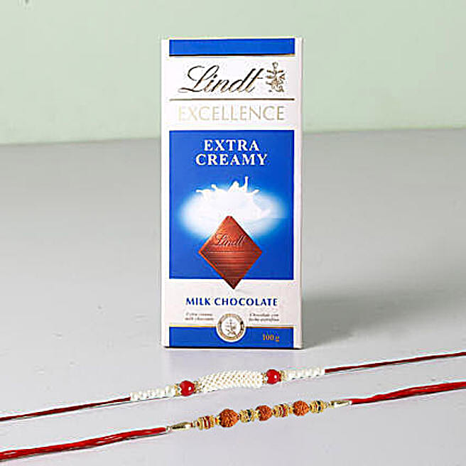 Lindt Choco Bar With 2 Rakhis kuwait | Gift Lindt Choco Bar With 2 ...