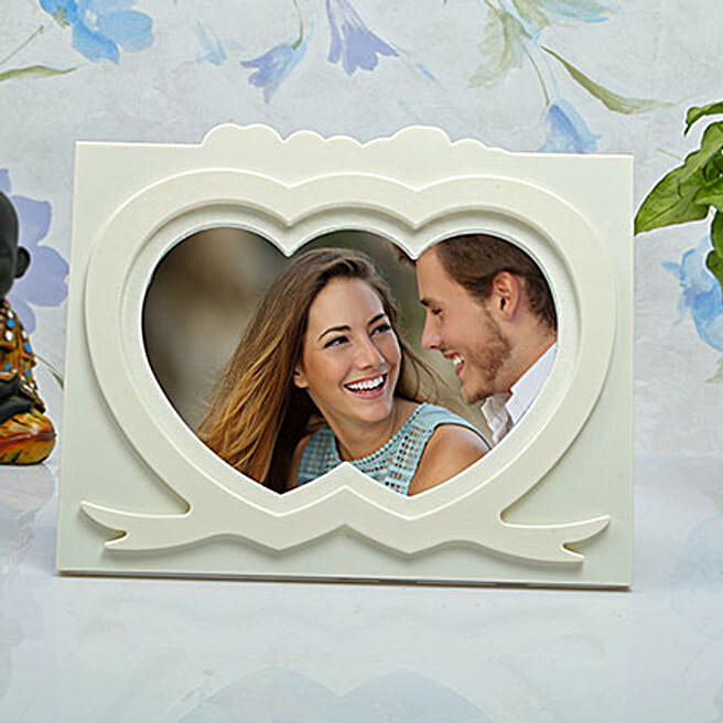 Buy/Send Personalised White Heart Photo frame Online- FNP
