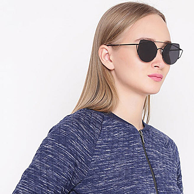 Buy/Send Black Round Women Sunglasses Online- FNP