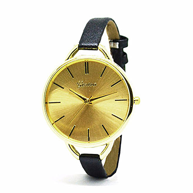 Buy/Send Narrow Black Strap Watch For Women Online- FNP