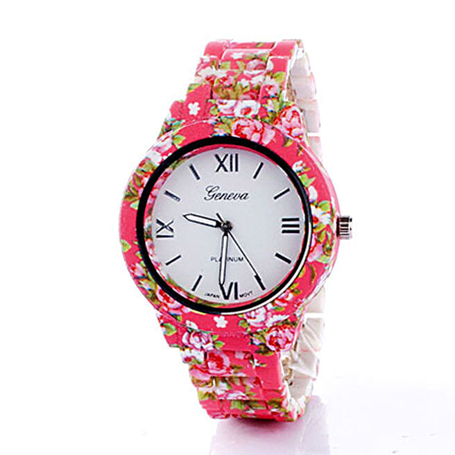 Buy/Send Pink Floral Watch For Women Online- FNP