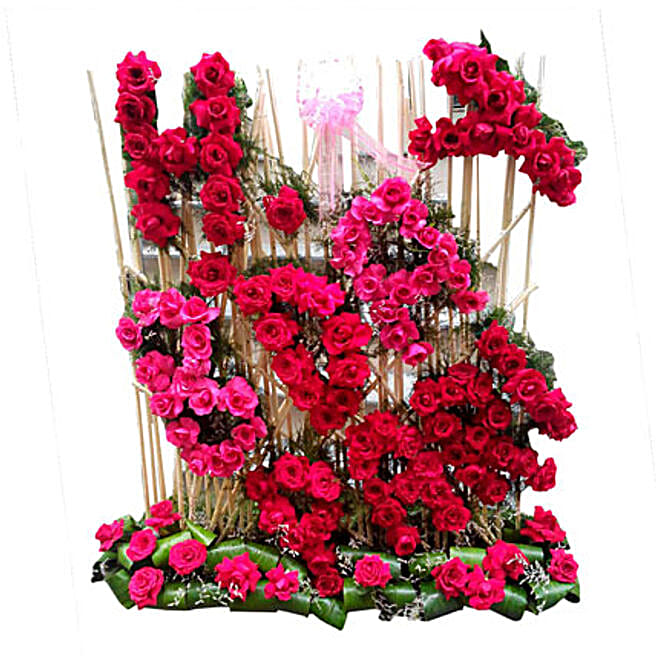 Buy/Send Red & Pink Roses Personalised Arrangement Online- FNP
