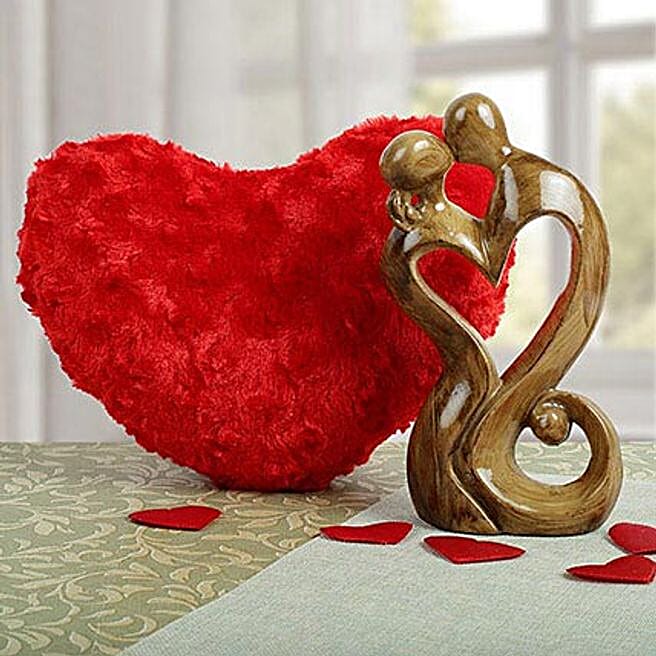 Buy/Send Heart With Showpiece Combo Online- Ferns N Petals
