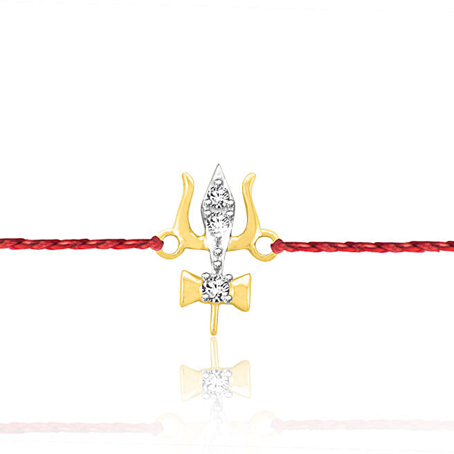 Buy/Send Diamond Trishul Gold Rakhi Online- FNP