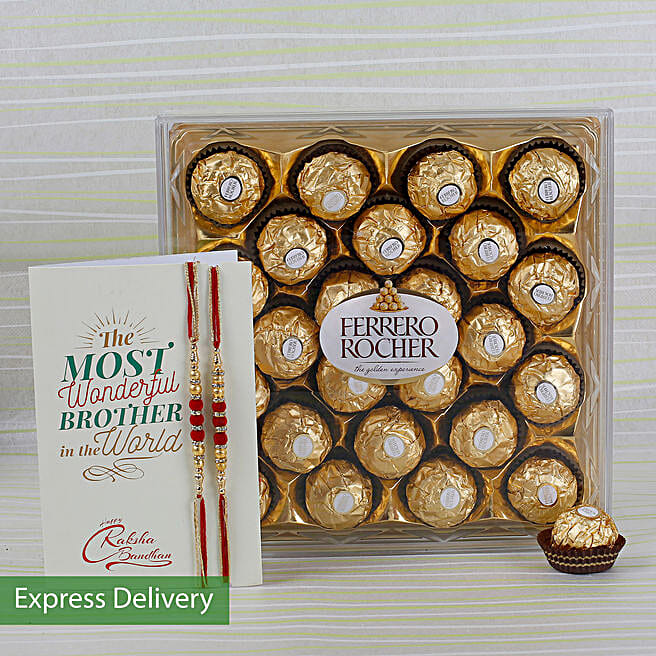 Buy/Send Rakhi Ferrero Rocher Combo Online- FNP