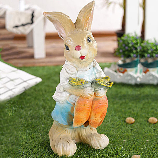 Buy/Send Resin Rabbit Holding Carrot Garden Decor Online- FNP