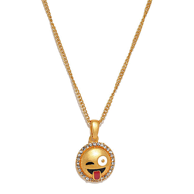 Buy/Send Funky Emoji Pendant With Chain Online- Ferns N Petals