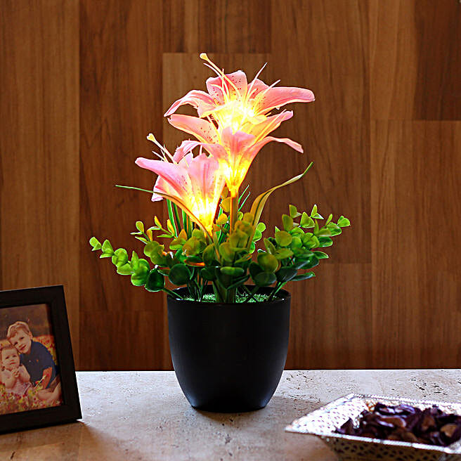 Buy/Send Pink Lily Arrangement With LED Light Online- Ferns N Petals