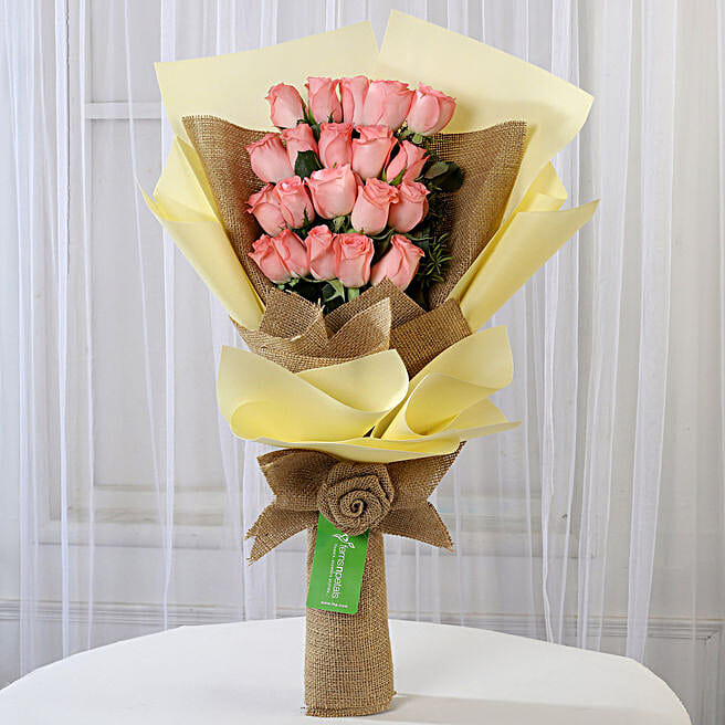 Buy/Send 20 Pink Roses Layered Bouquet Online- FNP