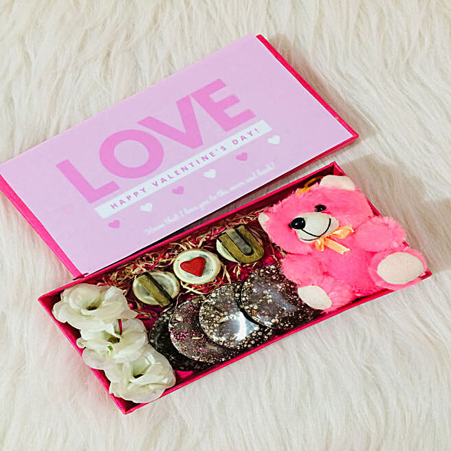 Buy/Send Premium Personalised Chocolate Bar with Teddy Bear Box Online- FNP