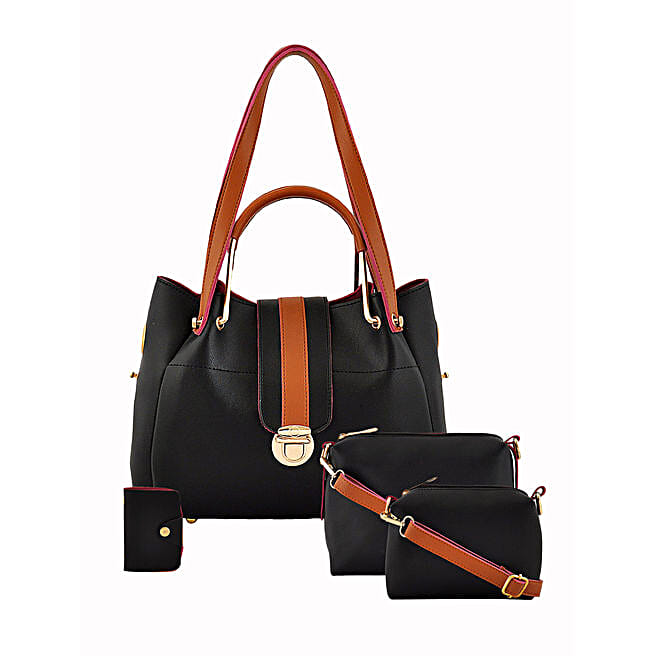 Buy/Send LaFille Casual Black Bag Set Online- FNP