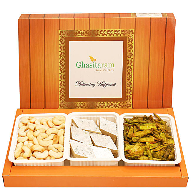 Buy/Send Kaju Kaju Katli & Namkeen Box- 450 gms Online- FNP