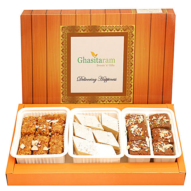 Buy/Send Kaju Katli, Milk Cake & Chocolate Mawa Barfi Box Online- FNP