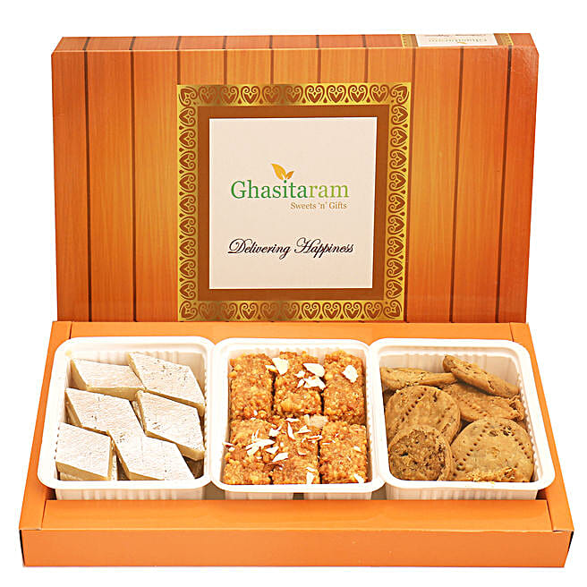Buy/Send Kaju Katli, Milk Cake & Methi Box Online- Ferns N Petals