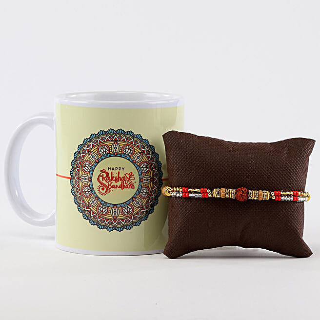 Buy/Send Printed Rakhi Mug & Rudraksh Rakhi Online- FNP