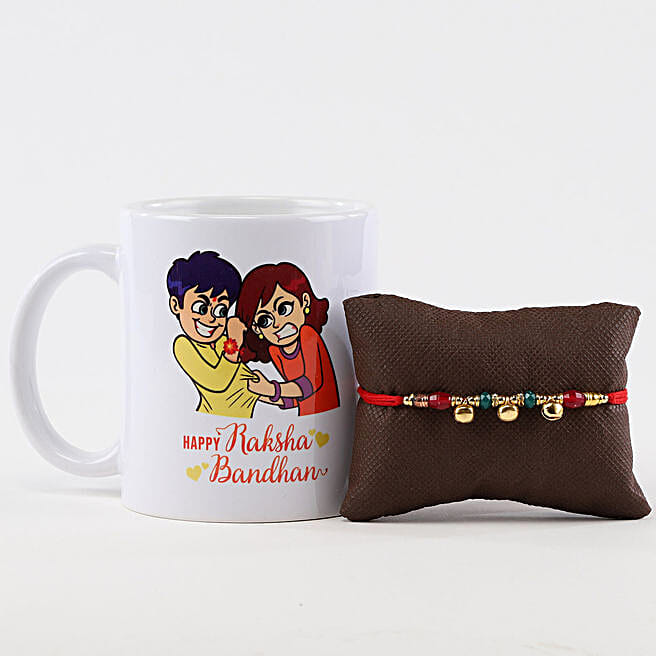 Buy/Send Rakshabandhan Mug & Designer Bells Rakhi Online- FNP