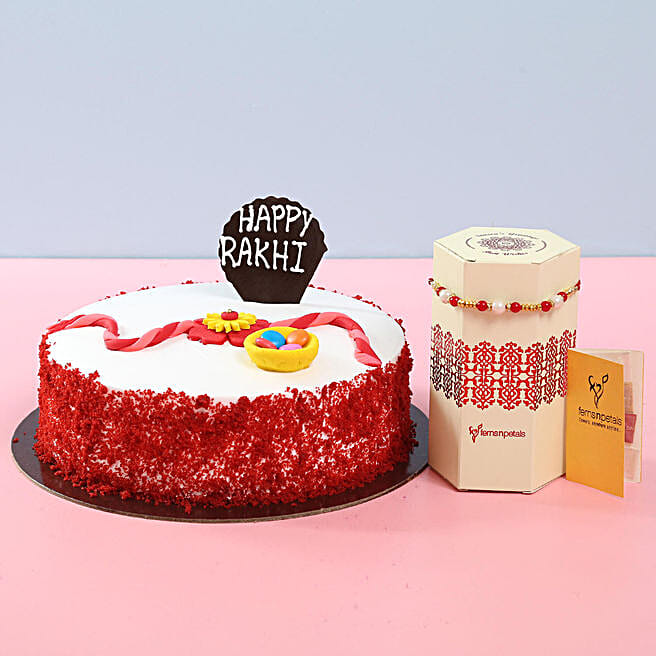 Buy/Send Beads Rakhi & Red Velvet Cake Online- FNP