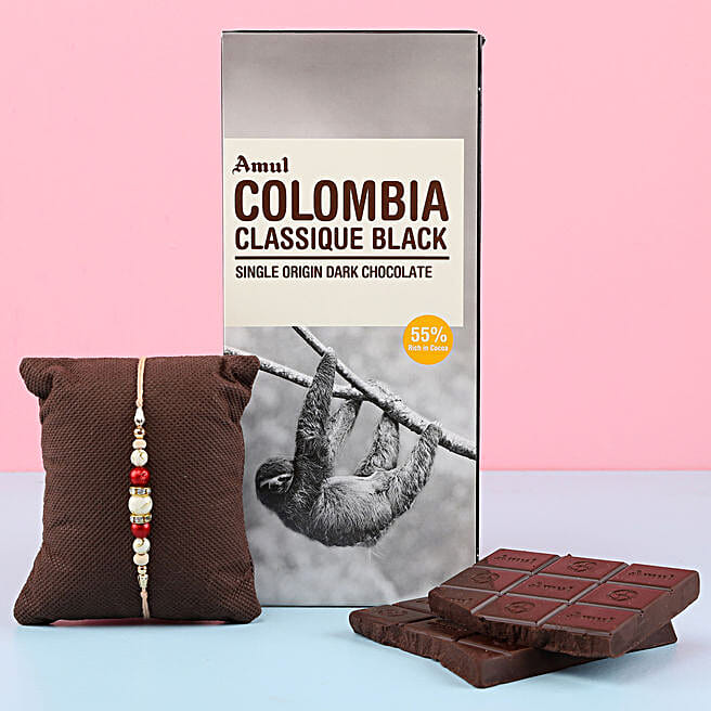 Buy/Send Amul Colombia Chocolate Bar & Rakhi Combo Online- FNP