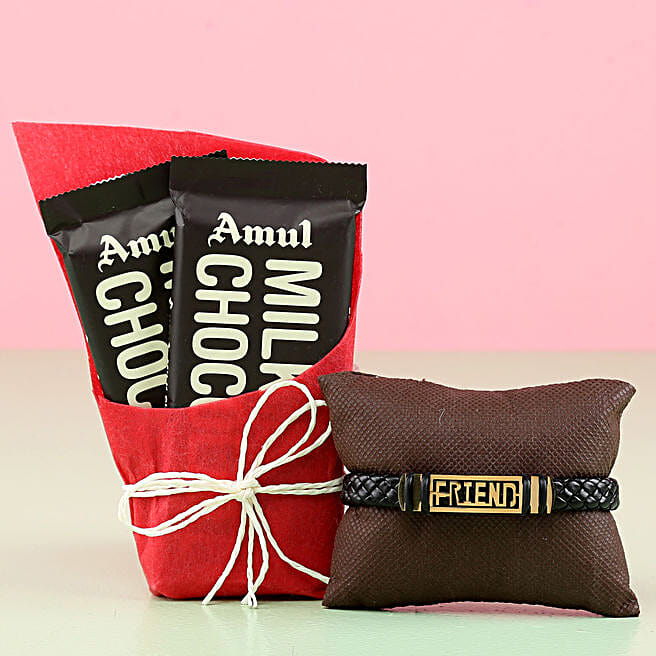Buy/Send Amul Milk Chocolate Bars & Friendship Band Online- FNP