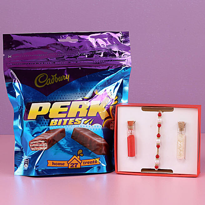 Buy/Send Pearl Rakhi & Perk Chocolate Pack Online- FNP