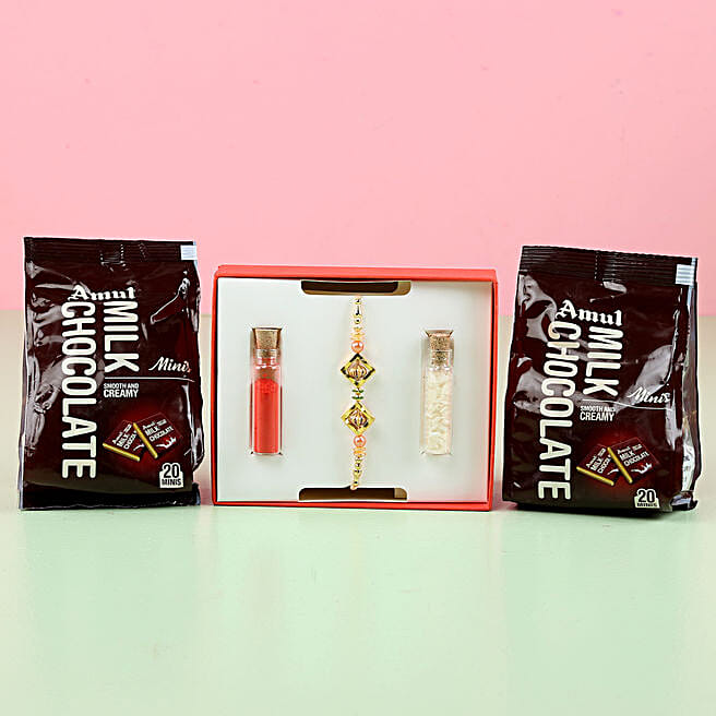 Buy/Send Rakhi & Amul Milk Mini Gable Packs Online- FNP
