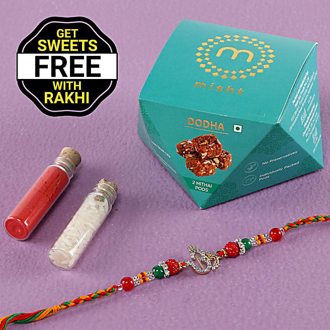 Buy/Send Trishul Om Rakhi With Free Dhodha Box Online- FNP