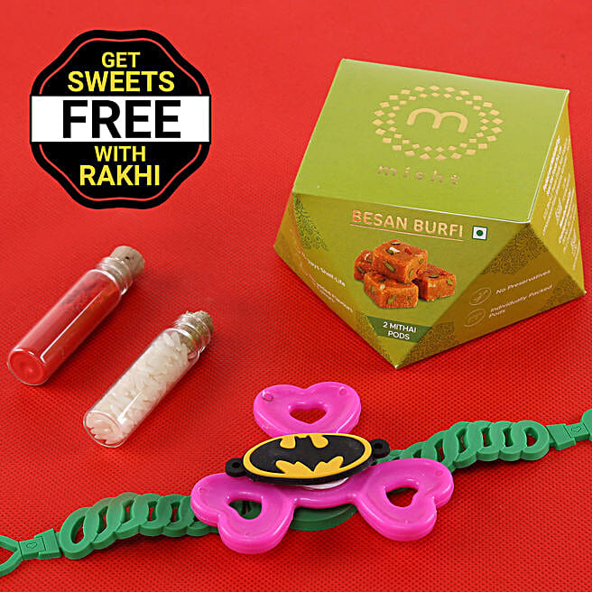 Buy/Send Batman Spinner Rakhi With Free Besan Burfi Box Online- FNP