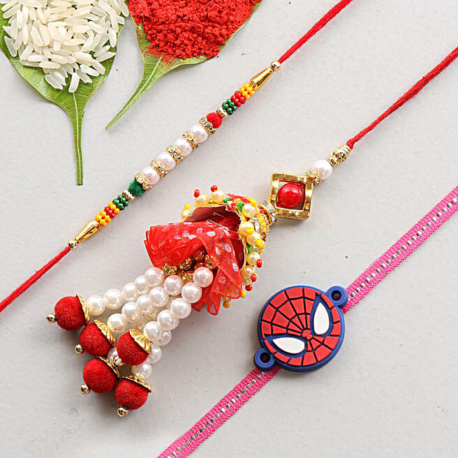 Buy/Send Designer & Spiderman Rakhi- Set Of 3 Online- FNP