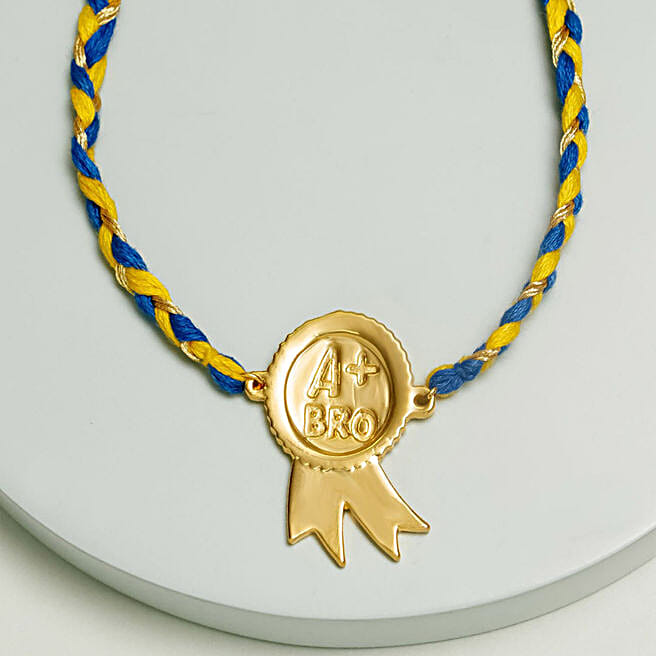 Buy/Send A+ Bro Badge Gold Plated Rakhi Online- FNP