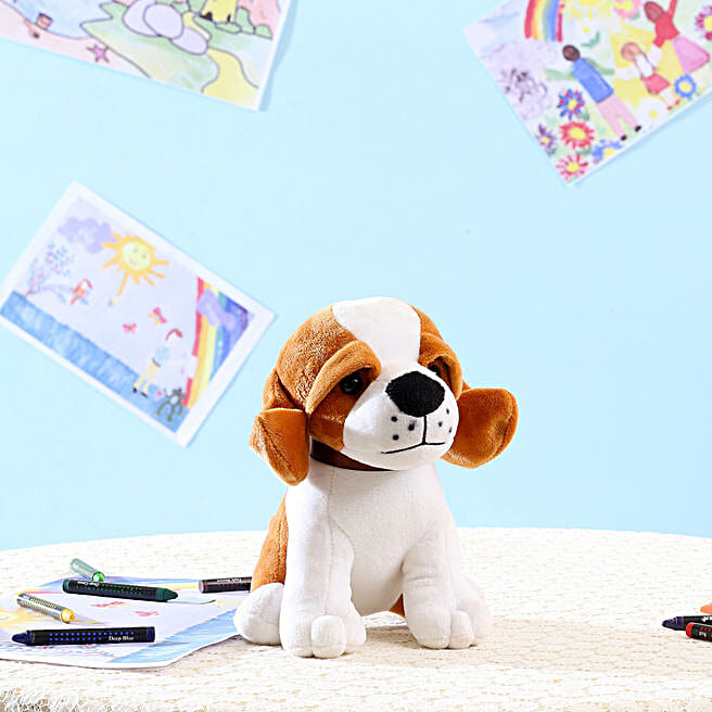 Buy/Send Standing Dog Soft Toy- White Online- FNP