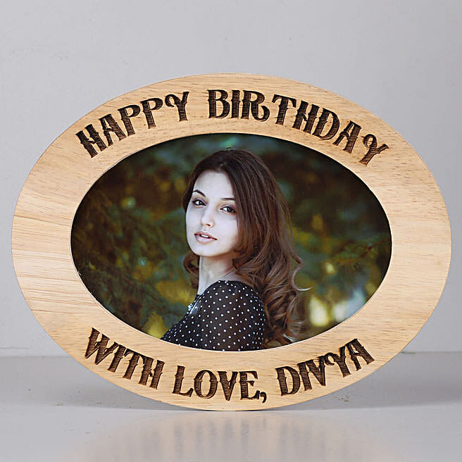 Buy/Send Personalised Birthday Oval Photo Frame Online- Ferns N Petals