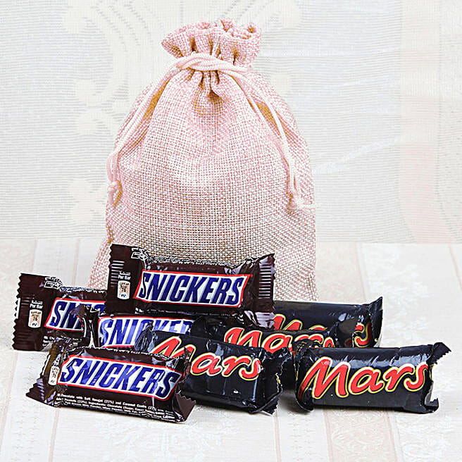 Buy/Send Jute Potli Of Snickers & Mars Online- FNP