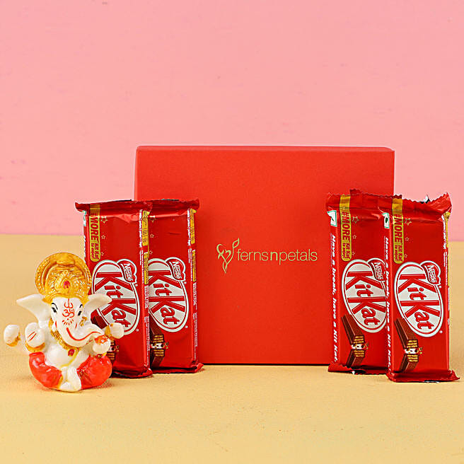 Buy/Send Ganesha Idol & Kit Kat Box Online- FNP