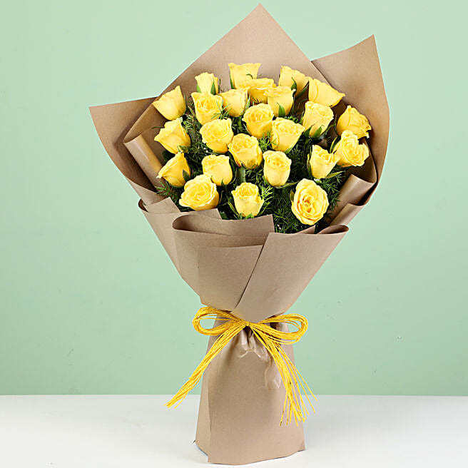 Buy/Send Bright 24 Yellow Roses Bouquet Online- FNP